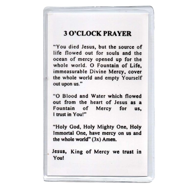 Divine Mercy - 3 OClock Prayer Laminated Stampita - ST PAULS ONLINE